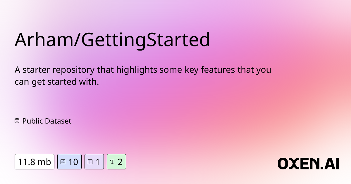 Create a new notebook in Arham/GettingStarted - Arham/GettingStarted | Datasets at Oxen.ai