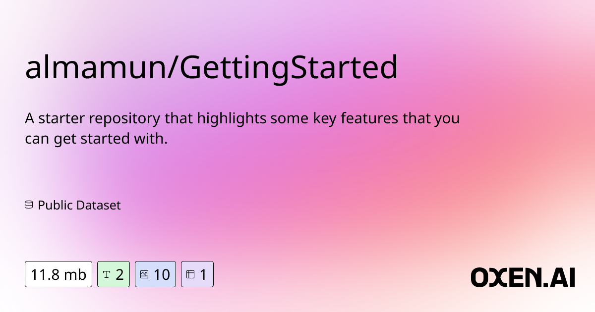 almamun/GettingStarted/ at main - almamun/GettingStarted | Datasets at Oxen.ai