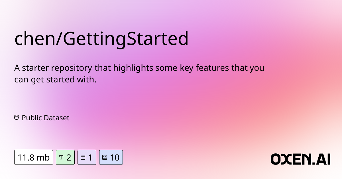 Create a new notebook in chen/GettingStarted - chen/GettingStarted | Datasets at Oxen.ai