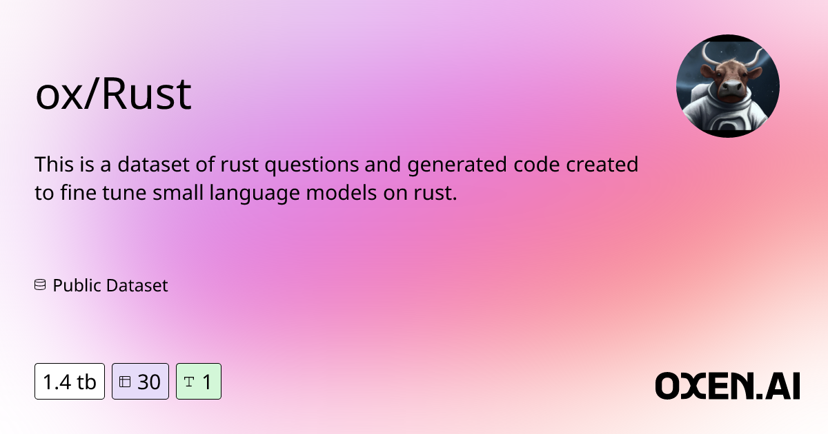 ox/Rust | Datasets at Oxen.ai