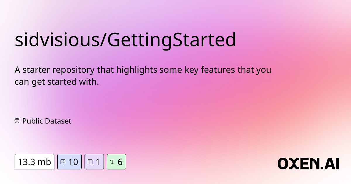 sidvisious/GettingStarted/ at main - sidvisious/GettingStarted | Datasets at Oxen.ai